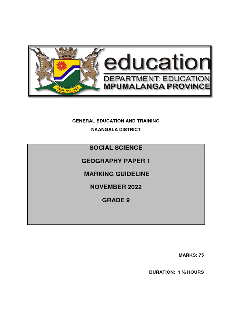 Grade 9 Geography Marking Guide | PDF | Erosion | River