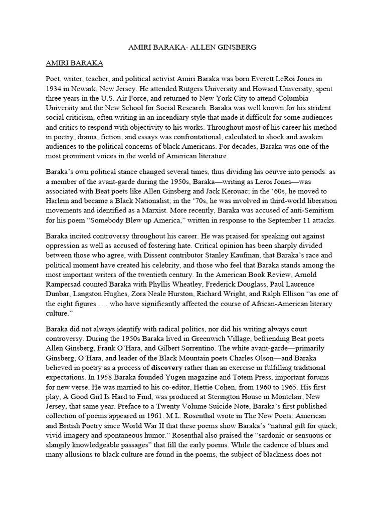 Amiri Baraka | PDF | Allen Ginsberg | Beat Generation