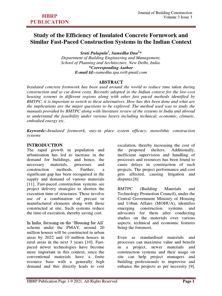 Study of the Efficiency of Insulated Concrete Formwork -Formatted Paper | PDF | Concrete | Wall