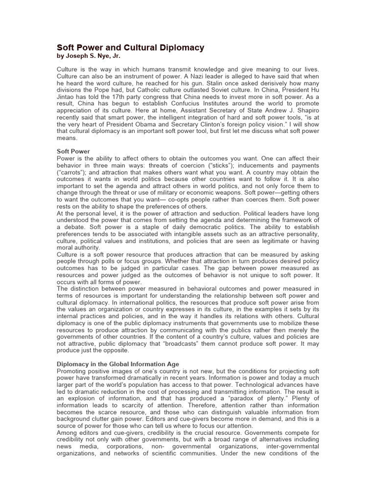 Enhancing Cultural Soft Power Strategies | PDF | Soft Power | Power ...