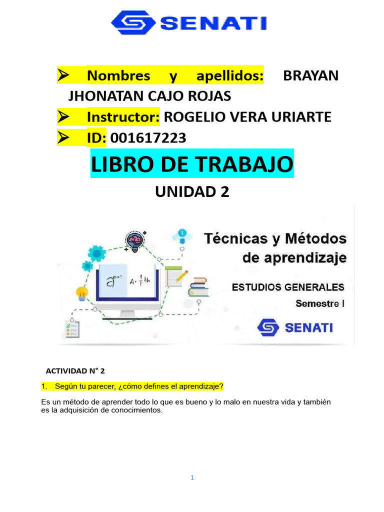 Librodetrabajo - U02 Tecnicas y Metodos | PDF | Aprendizaje | Conocimiento