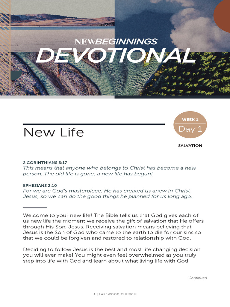 Lakewood New Beginnings Devotional PDF | PDF | Baptism | Grace In ...