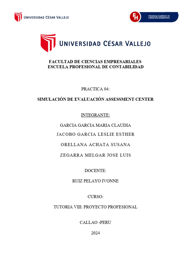 PRACTICA 04 -Simulacion de evaluacion assessment center | PDF