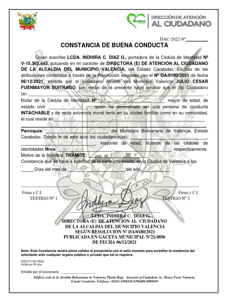 Constancia Buena Conducta | PDF | Documento de identidad | Gobierno