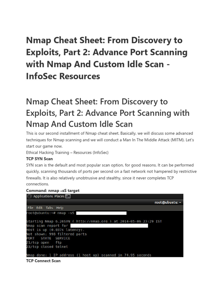 Nmap Cheat Sheet From Discovery To Exploits Part 2 Advance Port Scanning With Nmap And Custom 