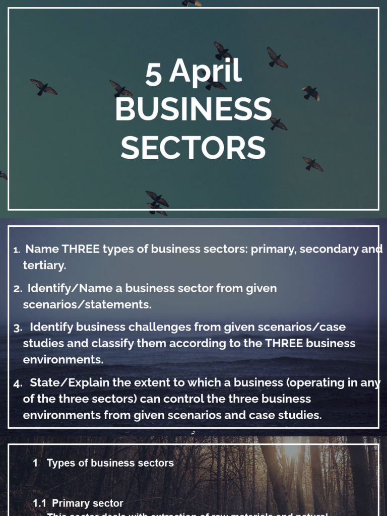 5 April Business Sectors | PDF | Agriculture | Mining