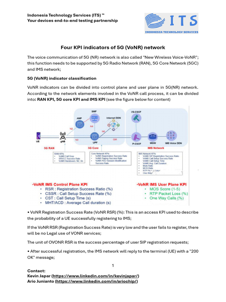 Four Kpi Indicators Of 5g Vonr Network Pdf Ip Multimedia Subsystem Performance Indicator