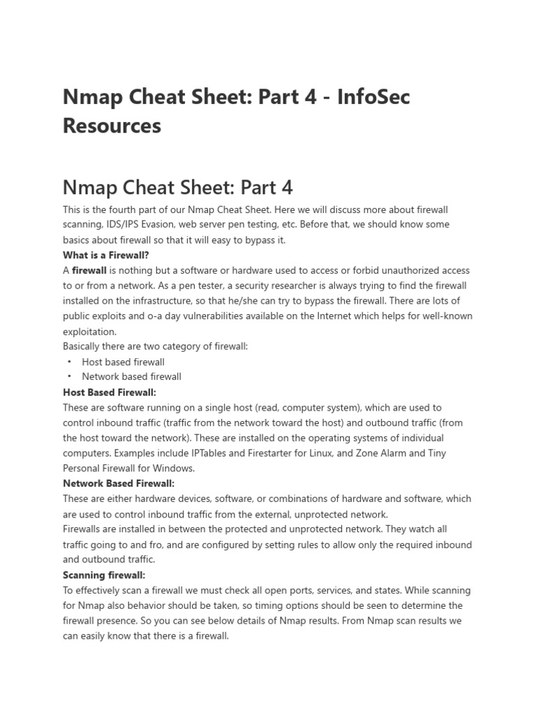 Nmap Cheat Sheet Part 4 | PDF | Port (Computer Networking) | World Wide Web