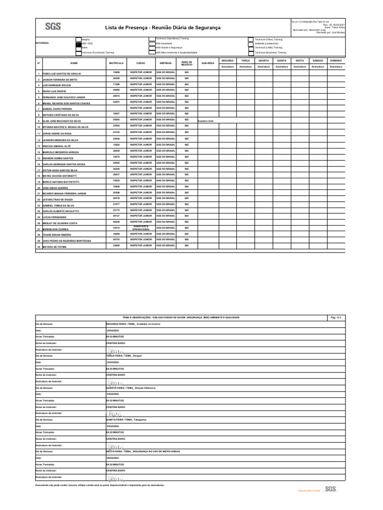 OI-L4-112-SAM-BR-RH-T&D-01-04 Lista de Presen‡a Semanal_MARCA€ÇO ...