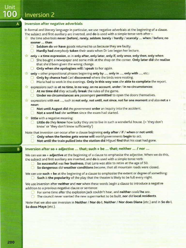 Unit 100: Inversion of Order | PDF