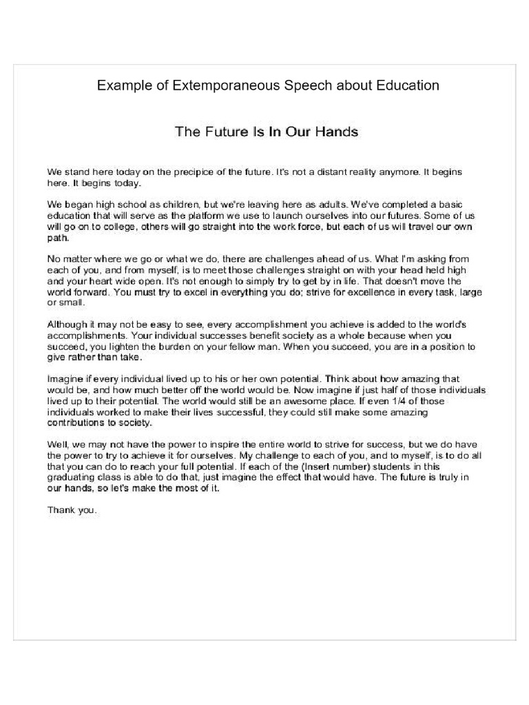 Example of Extemporaneous Speech About Education | PDF