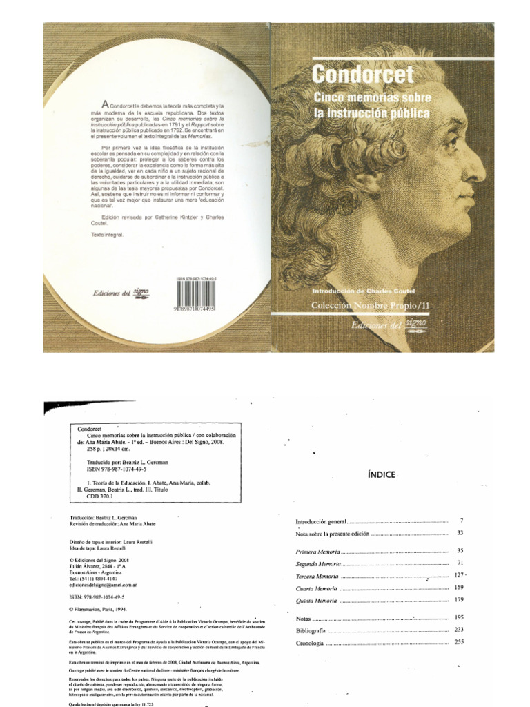 Condorcet - Cinco Memorias Sobre La Instrucción Pública | PDF
