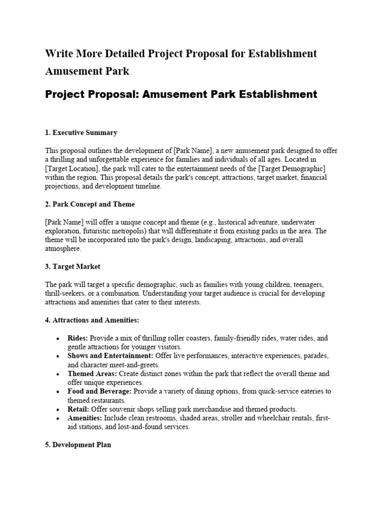 Project Proposal For Establishment Amusement Park | Download Free PDF ...