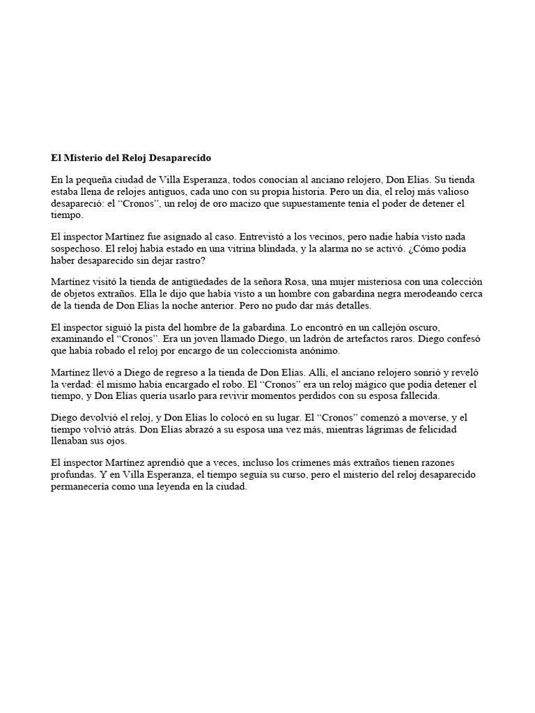 El Misterio Del Reloj Desaparecido | PDF | Novela negra, policíaca y ...