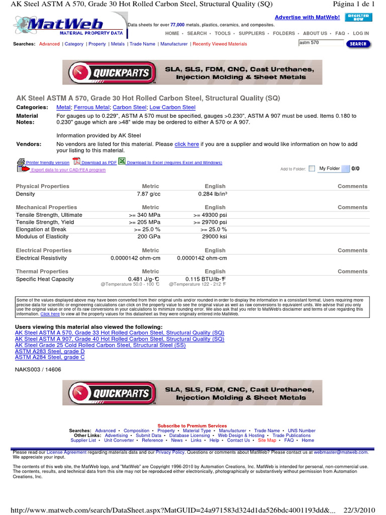 Astm 570 | PDF | Strength Of Materials | Steel