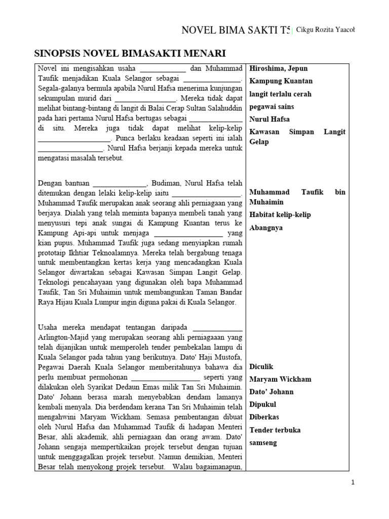 Novel Bima Sakti Peristiwa Penting | PDF