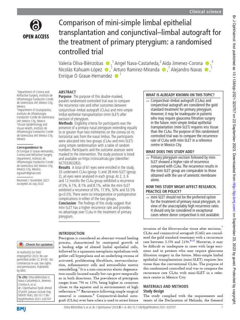 Comparison of Mini-Simple Limbal Epithelial Transp | PDF | Medicine ...