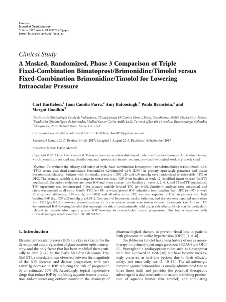 A Masked Randomized Phase 3 Comparison of Triple F | PDF | Glaucoma ...