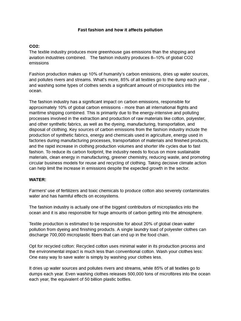Fast Fashion and How It Affects Pollution | PDF | Textiles | Pollution
