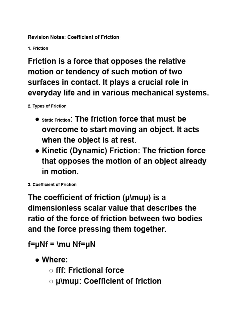 Understanding Coefficient of Friction | PDF | Friction | Force