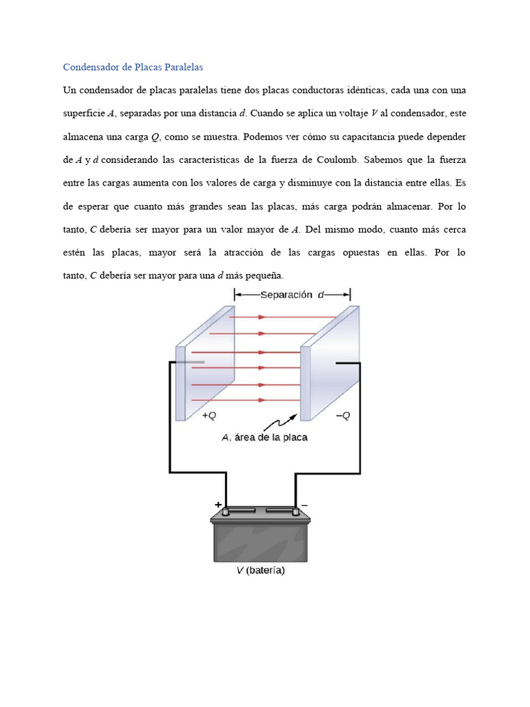Condensador de Placas Paralelas-2 | PDF | Capacidad | Condensador