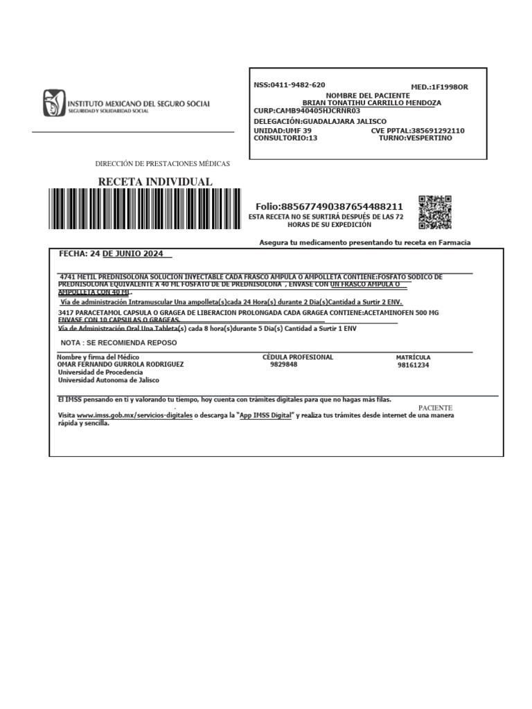 Receta Médica Imss Para Esguince De Tobillo Pdf Cuidado De La Salud