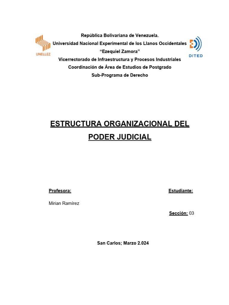 ESTRUCTURA ORGANIZACIONAL DEL PODER JUDICIAL | PDF | Judicaturas | Caso de ley