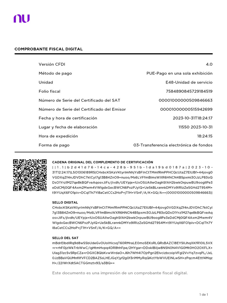 Cfdi 202310311824 | PDF