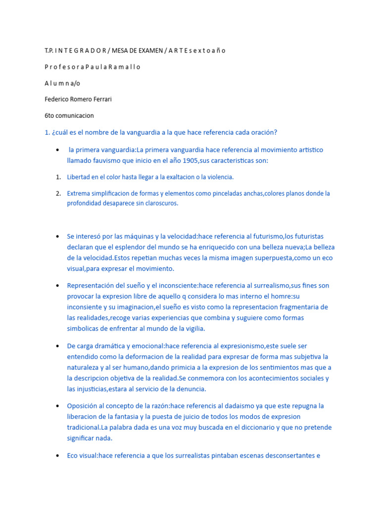 Vanguardia artística: movimientos y contextos | PDF | Vanguardia | Las ...