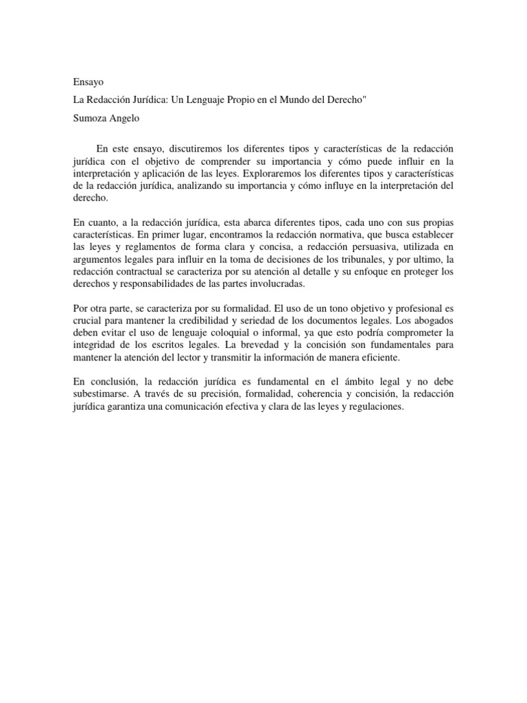 Ensayo Angelo Sumoza | PDF | Derecho