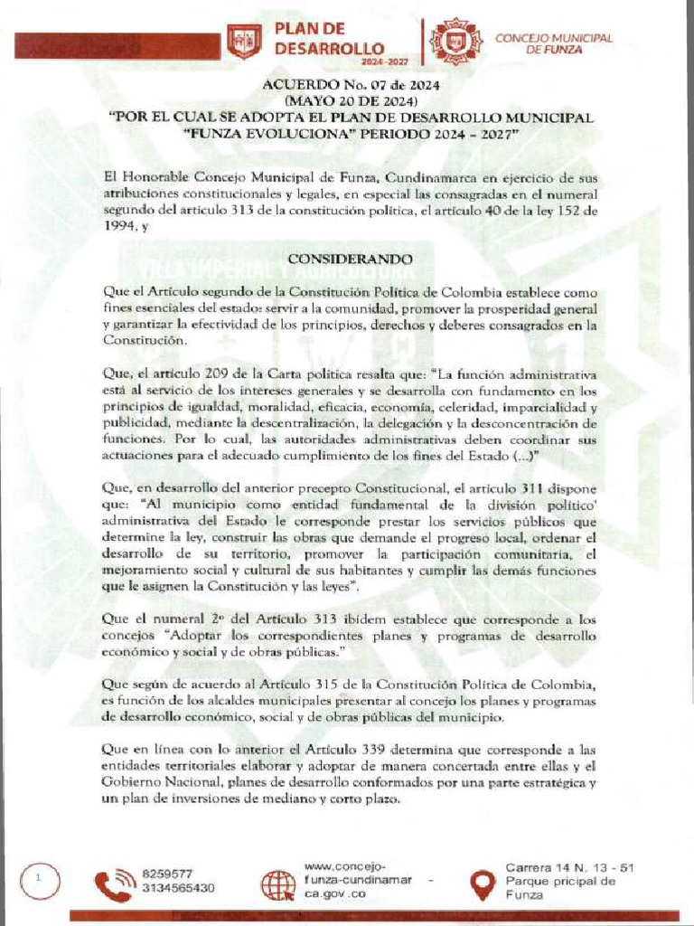 Acuerdo-N-007-De-2024 - PDF Funza | PDF