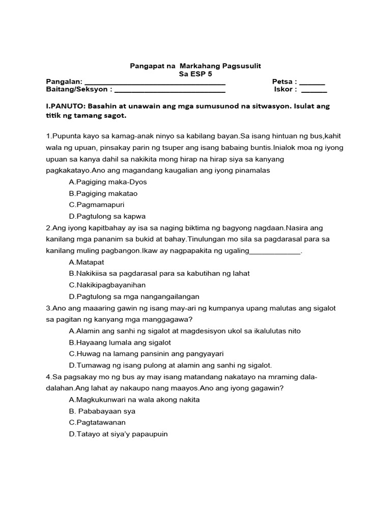 PT - ESP 5 - Q4 V2edited30 | PDF