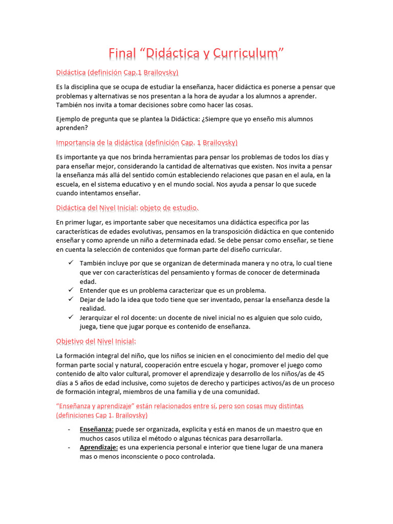 Final didactica | PDF | Enseñando | Plan de estudios