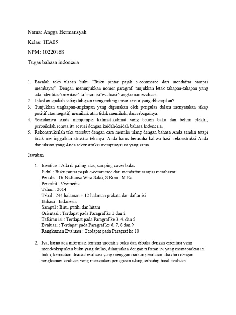 Bahasa Indonesia Vclass 10220168 | PDF