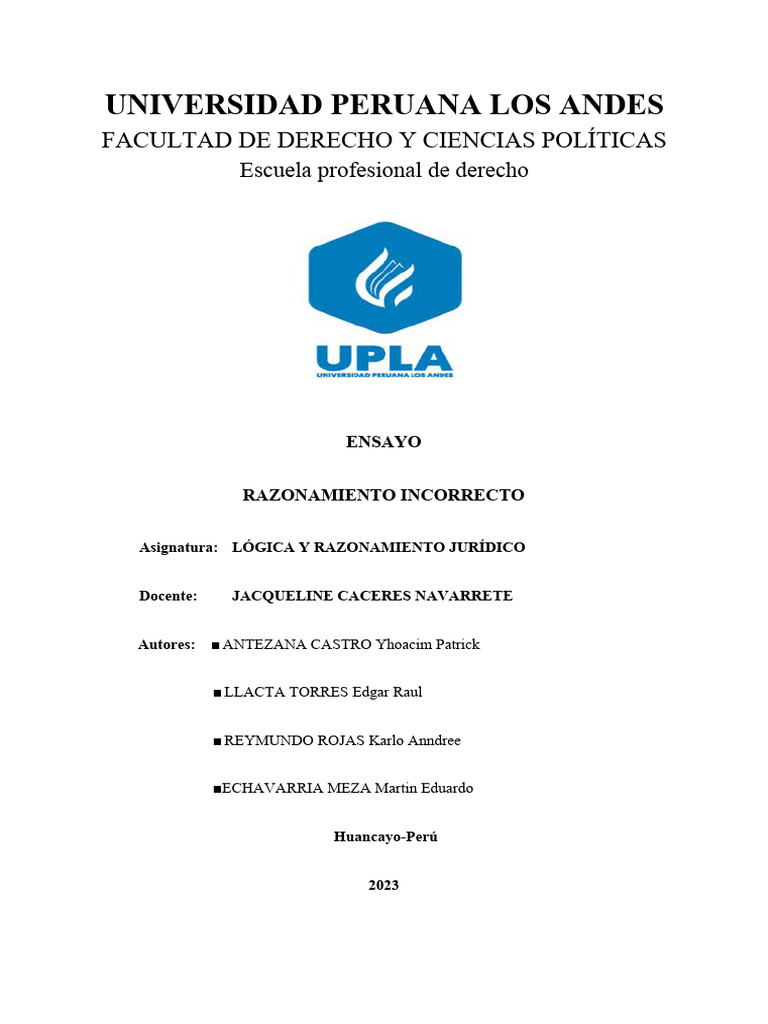 Ensayo Logica y Raz. Juridico Ori | Descargar gratis PDF | Falacia | Argumento