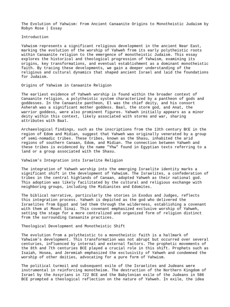 The Evolution of Yahwism | PDF | Yahweh | Israelites
