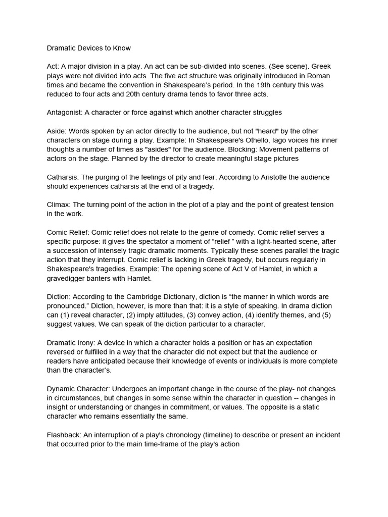 Dramatic Devices | PDF | Play (Theatre) | Tragedy