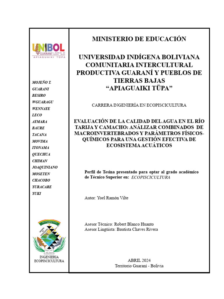 Formato Perfil Tesina 2021 Segun Estructura Yoel Vilte Chapaco (4 ...