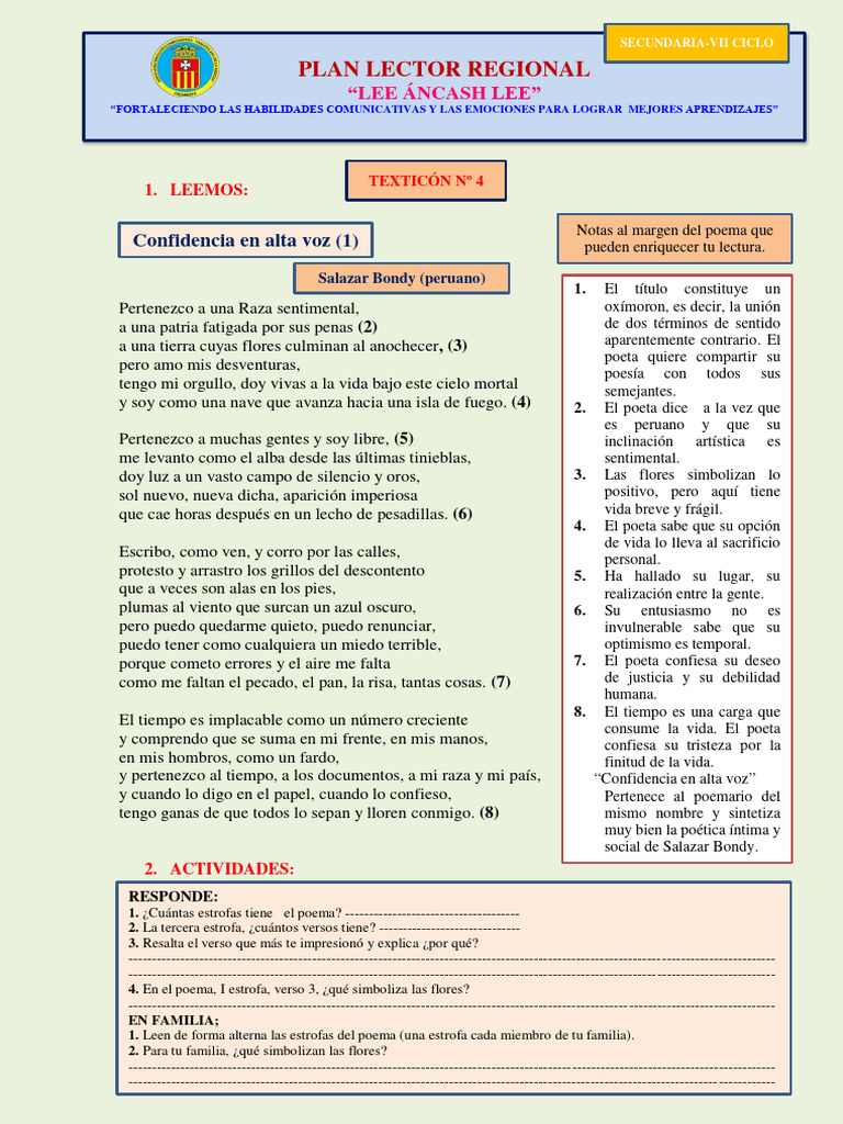 Texticón 4 - VII Ciclo - Comunicación | PDF