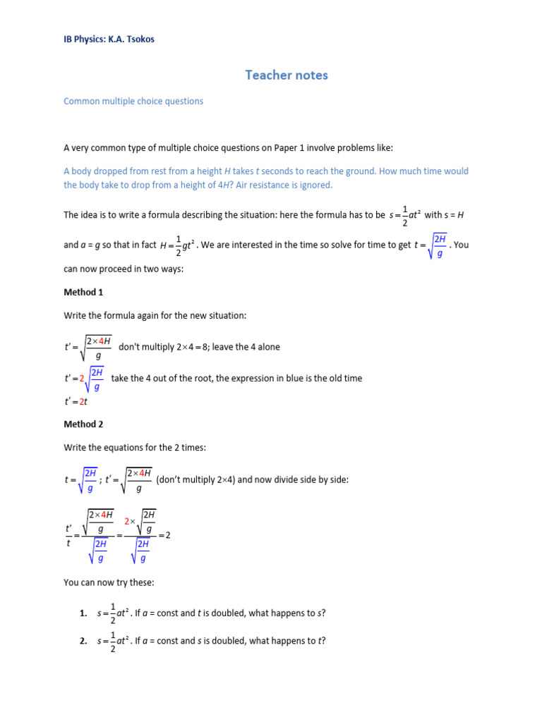 On Multiple Choice Questions | PDF | Physics