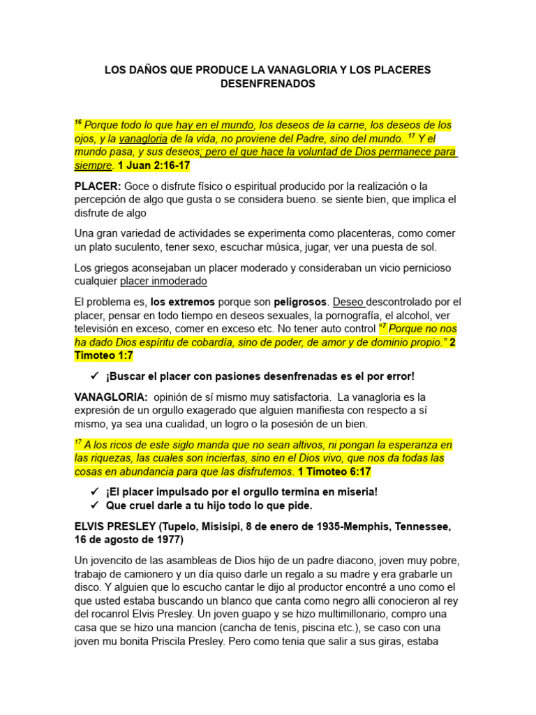 Los Daños Que Produce La Vanagloria y Los Placeres Desenfrenados | PDF ...