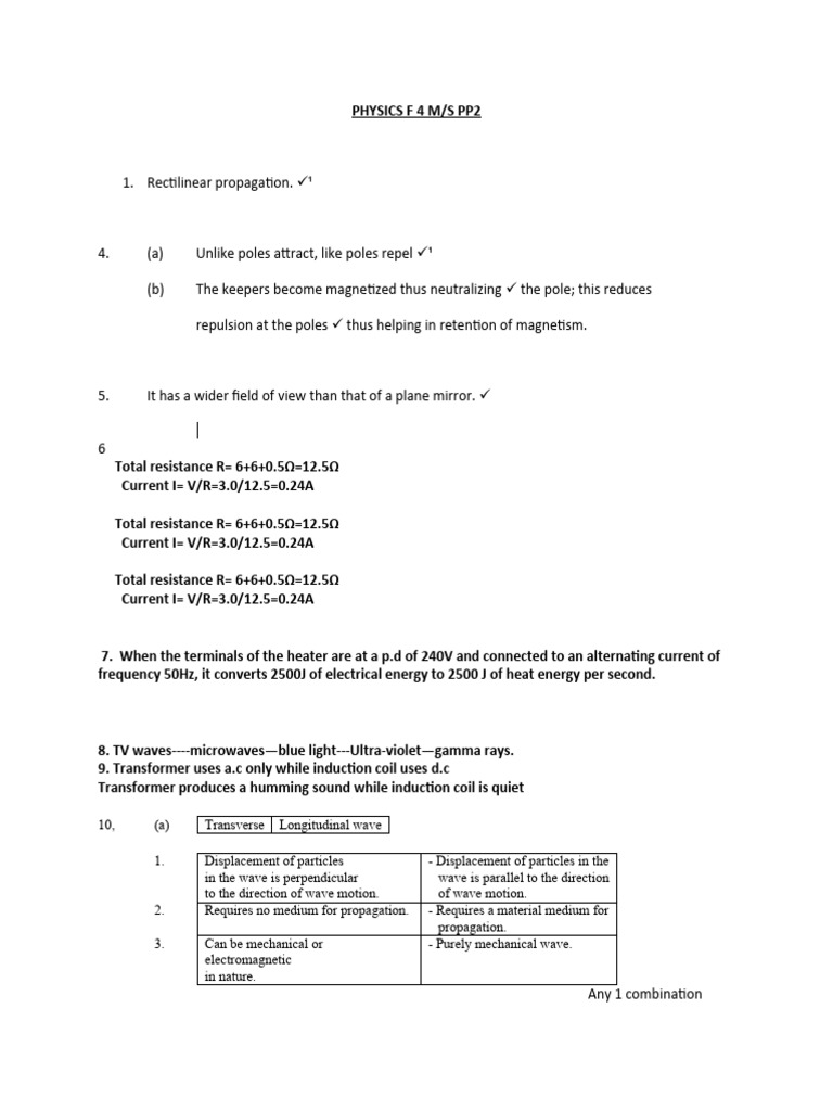 Physics f4 M.S Pp2 Final | PDF | Waves | Heat