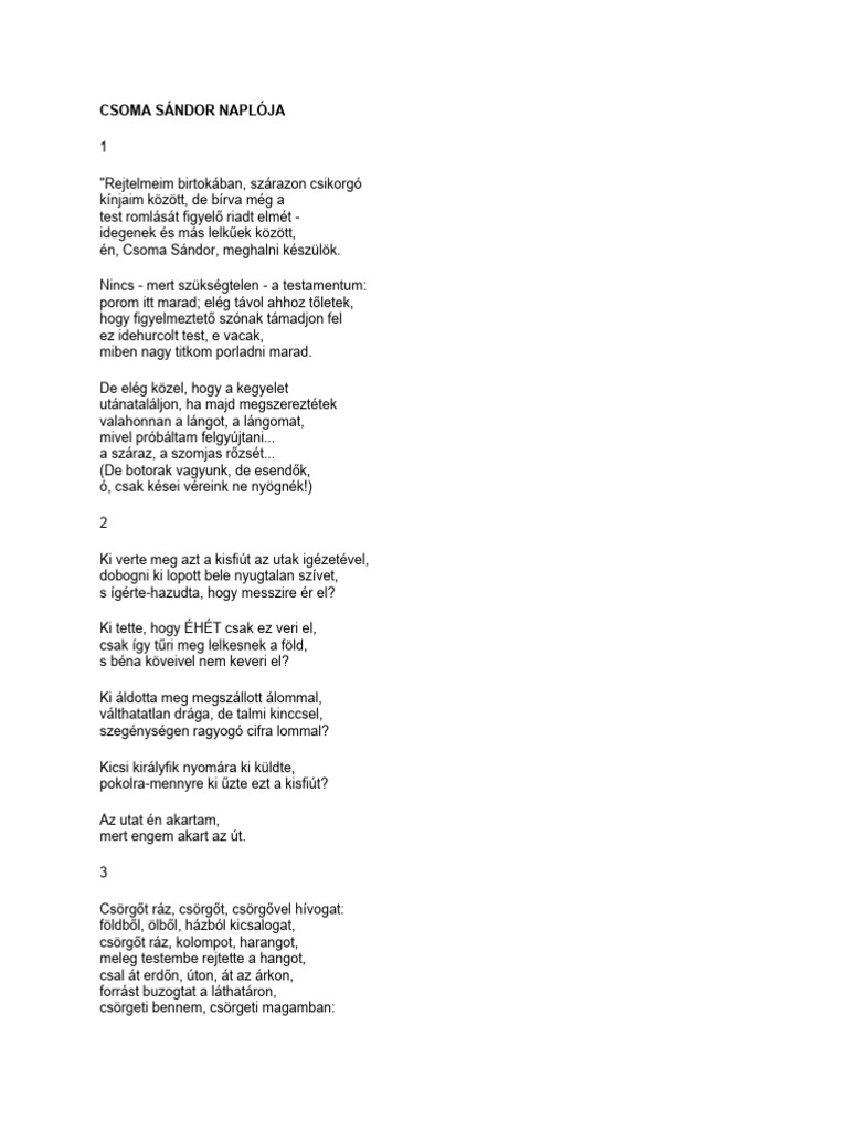 Csoma Sándor Naplója | PDF