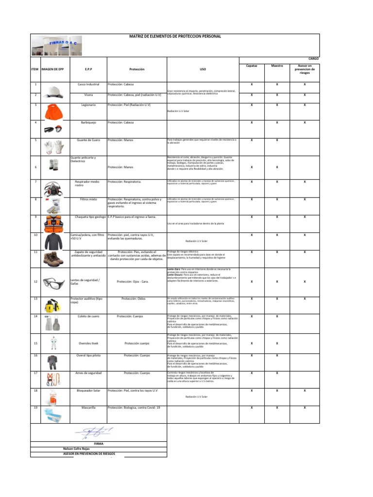 Matriz de EPP | Descargar gratis PDF | Soldadura | Construcción
