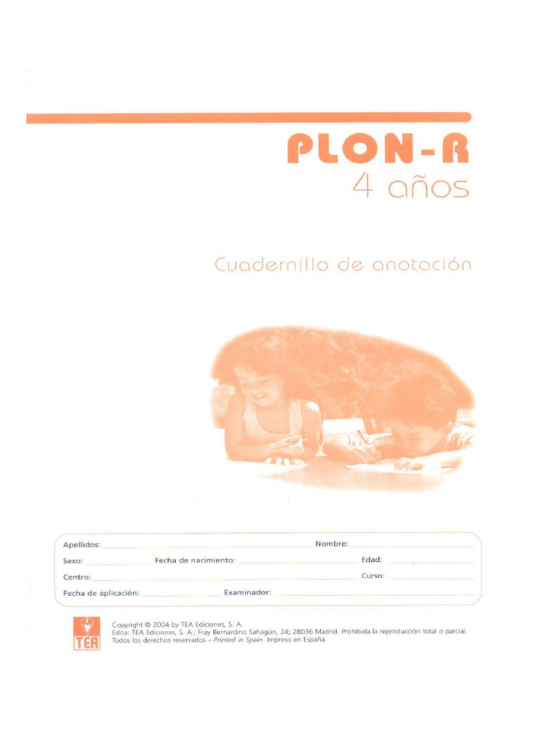 cuadernillo PLON-R 4 años | PDF
