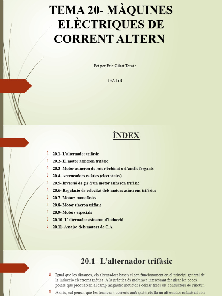 Tema 20 - Màquines Elèctriques de Corrent Altern | PDF