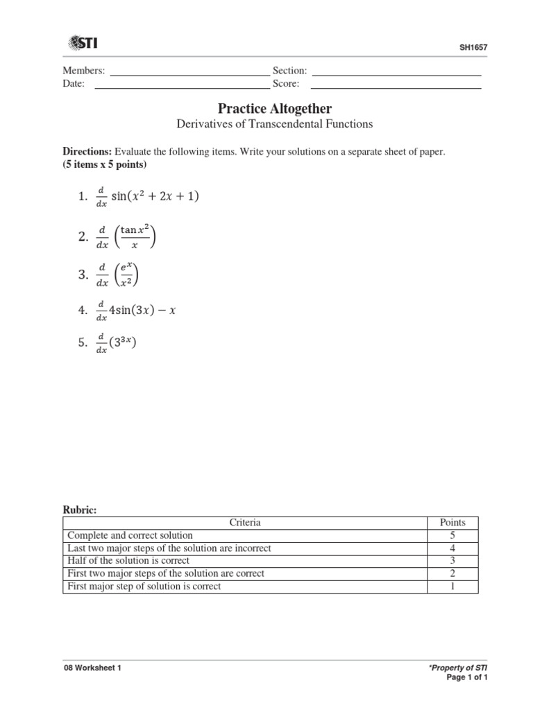 08 Worksheet 1 - Practice Altogether | PDF