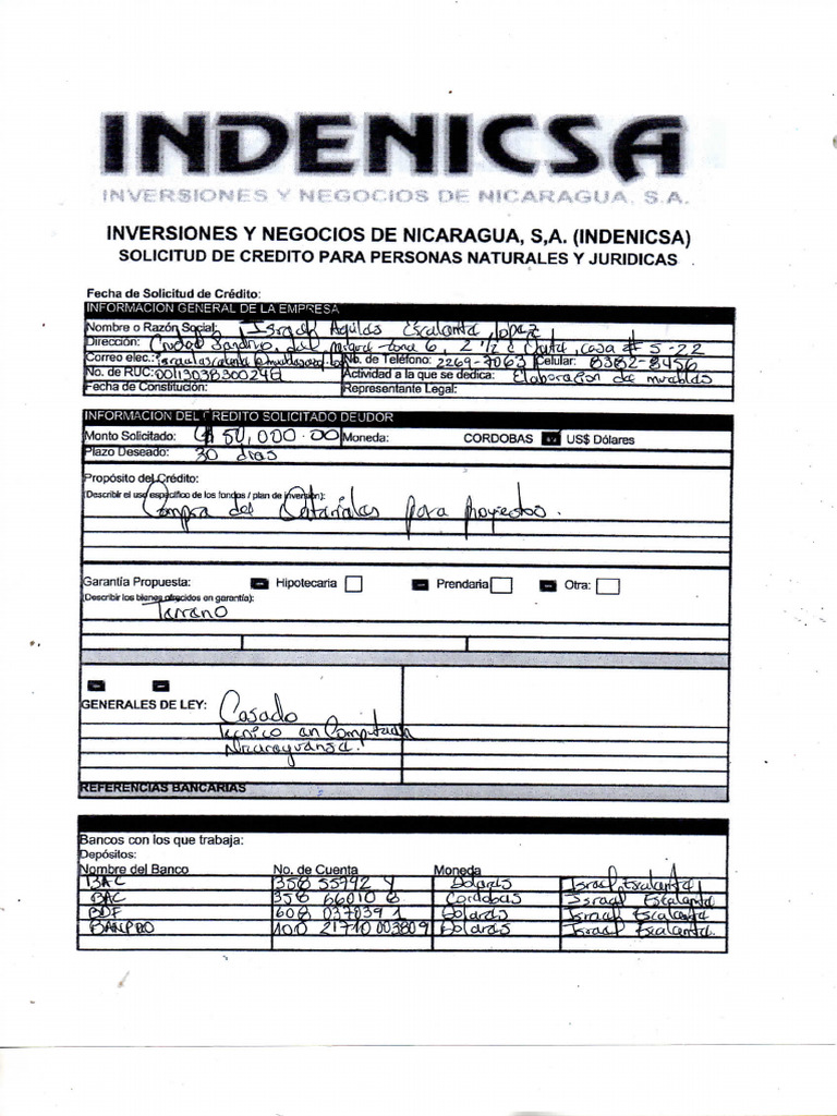 Formato Indenicsa | PDF