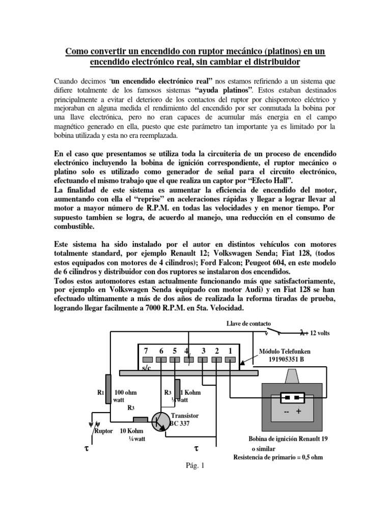 Como convertir un encendido con ruptor | PDF | Inductor | Resistencia ...