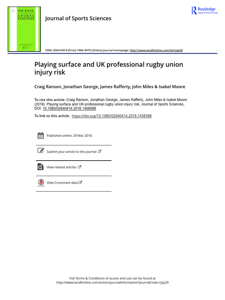 RANSON 2018 - Playing Surface and UK Professional Rugby Union Injury ...